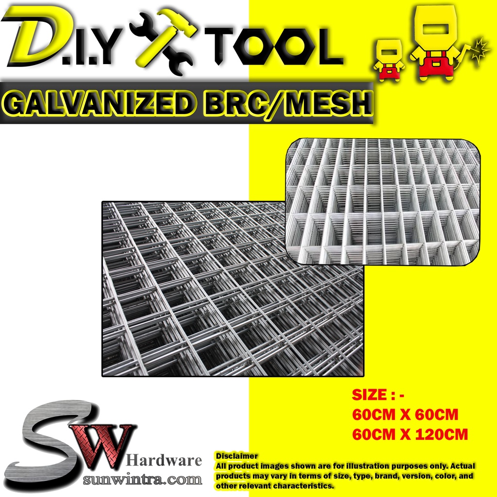 GALVANIZED BRC/GALVANIZED WIRE MESH/GI BRC 1" X 2" / 2" X 2" (60CM X ...