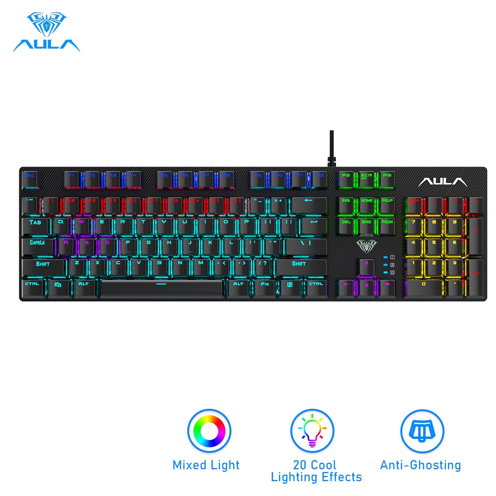 AULA S2022 Mechanical Gaming Keyboard, Marco Programming High and Low ...