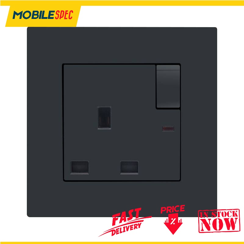 Malaysia UK 3 Pin Socket Switch 240v 13A Switch Three-Hole Black Socket ...