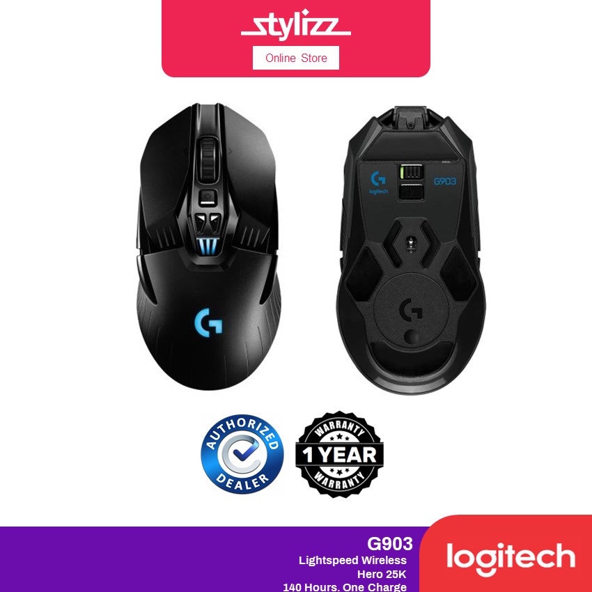 LOGITECH G903 LIGHTSPEED WIRELESS GAMING MOUSE WITH HERO 25K SENSOR ...