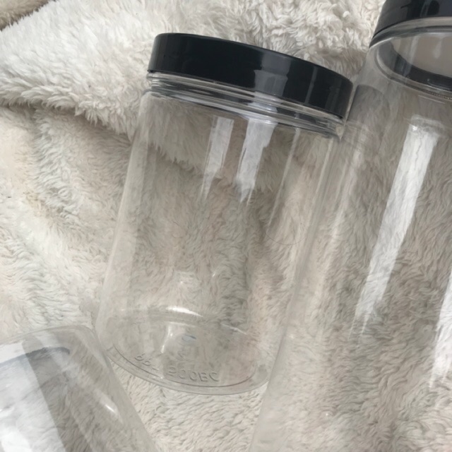 20pcs Balang plastik / plastic jar 500ml with cap and stopper (black ...