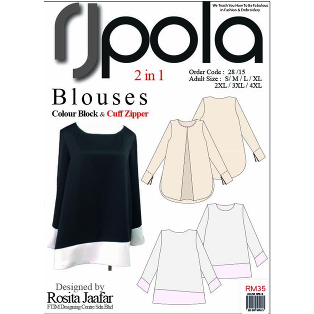 pola pakaian BLOUSE 2IN 28 RJPOLA rosita jaafar | Shopee Malaysia