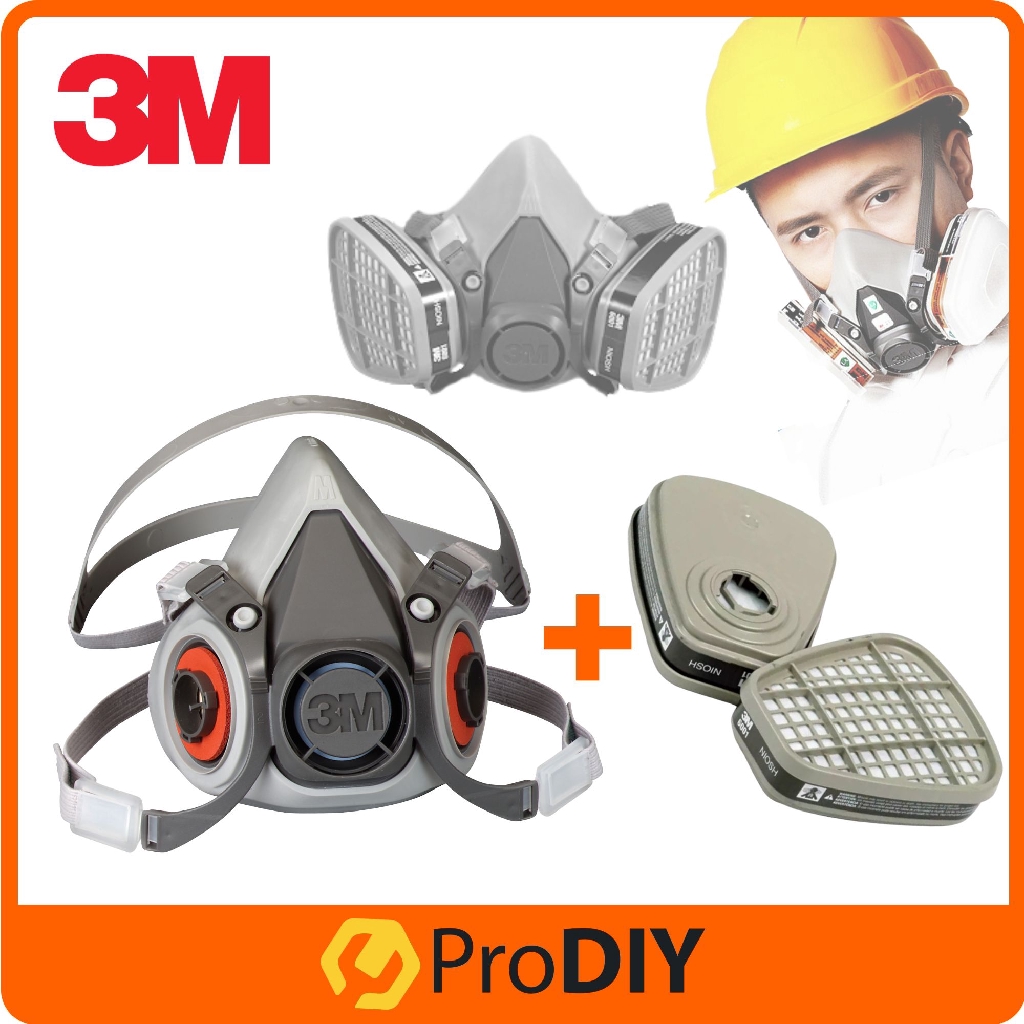COMBO 3M 6200 Medium Half Face Mask Facepiece Reusable Respirator + 3M ...