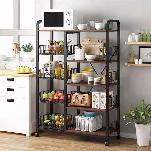 [READY IN MY] Kitchen floor type microwave oven rack multi-layer bowl ...