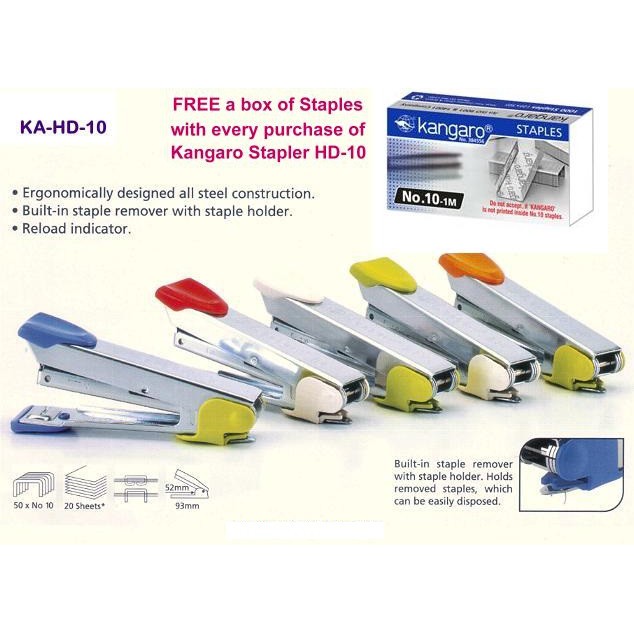 KANGAROO STAPLER No.10 - Free 1 box of Staples KA-HD-10 | Shopee Malaysia