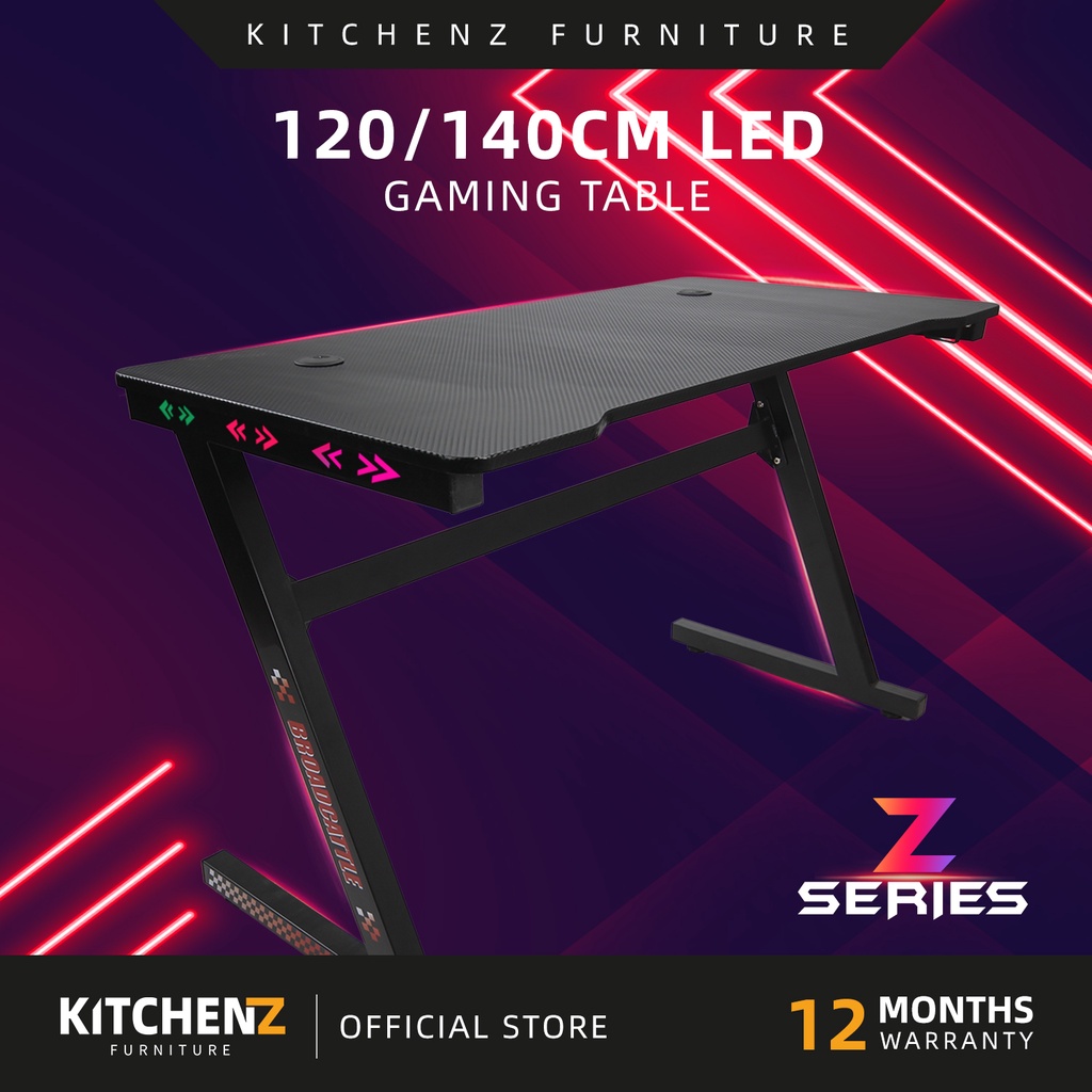 GTGAMEZ Z Series LED Gaming Table Meja Gaming Office Table Meja Office ...