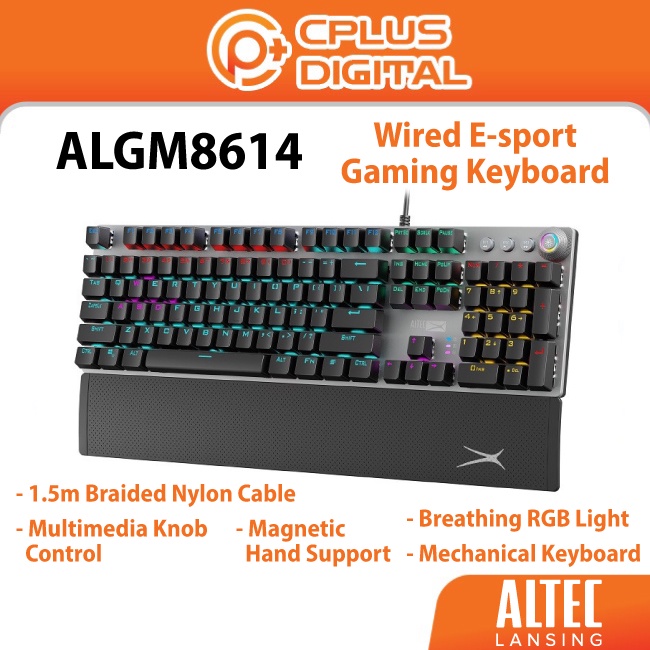 Altec Lansing ALGK8614 Blue Switch Wired Gaming Keyboard Multimedia ...
