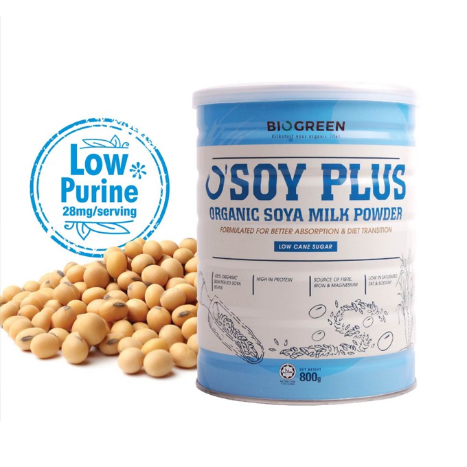 Biogreen O'Soy Plus (Low Can Sugar) Organic Soya Milk Powder 800g | Shopee Malaysia