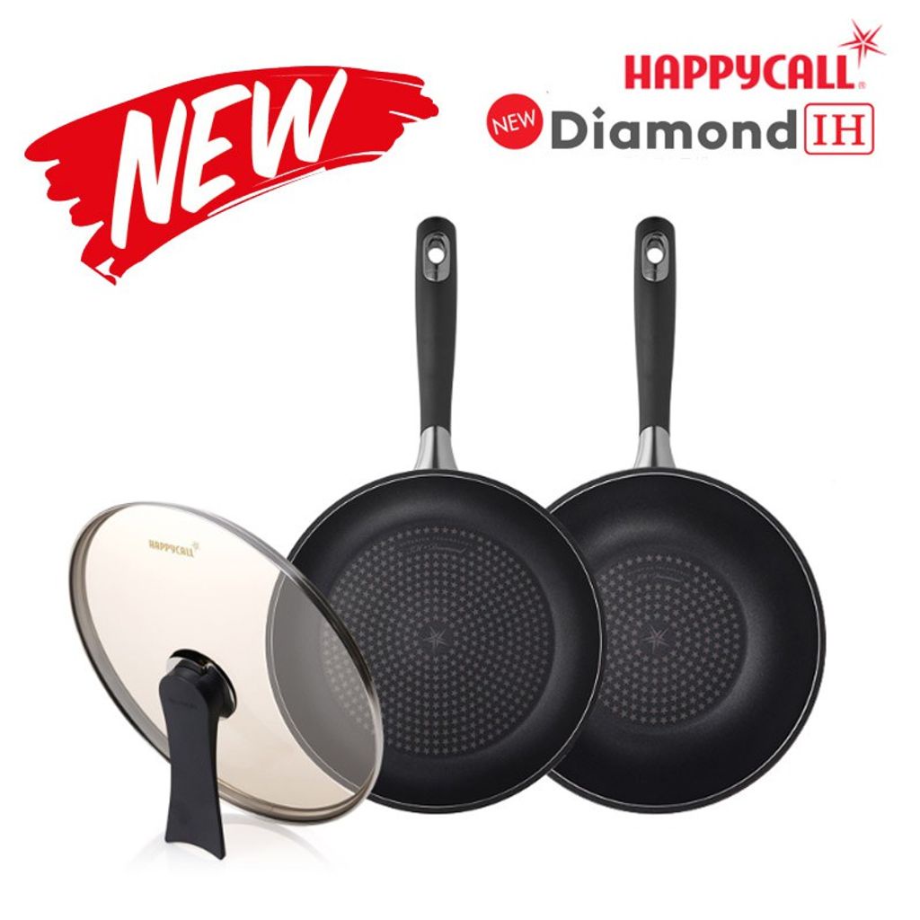 Happy Call IH Porcel Diamond Frying 28cm Pan Wok 3-set / ceramic pans woks | Shopee Malaysia