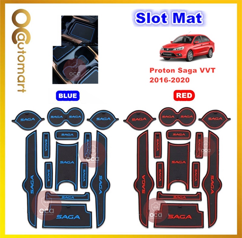 Proton Saga VVT 2016 - 2020 Car Interior Slot Mat - Blue/Red | Shopee ...