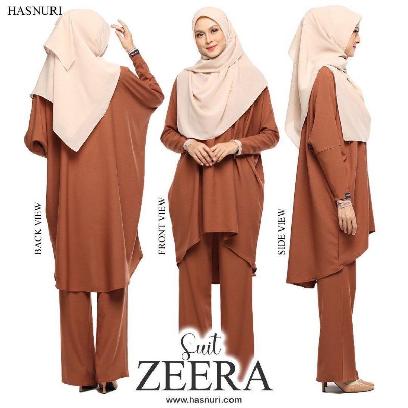 Suit zeera hasnuri abaya style abaya batwing baju muslimah set warda ...