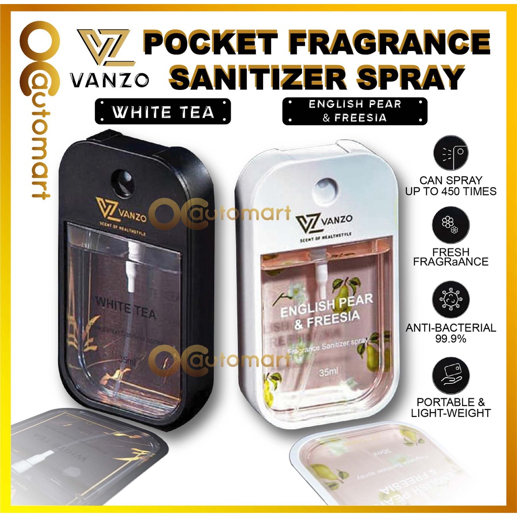 Vanzo Pocket Fragrance Sanitizer Spray White Tea English Pear And ...