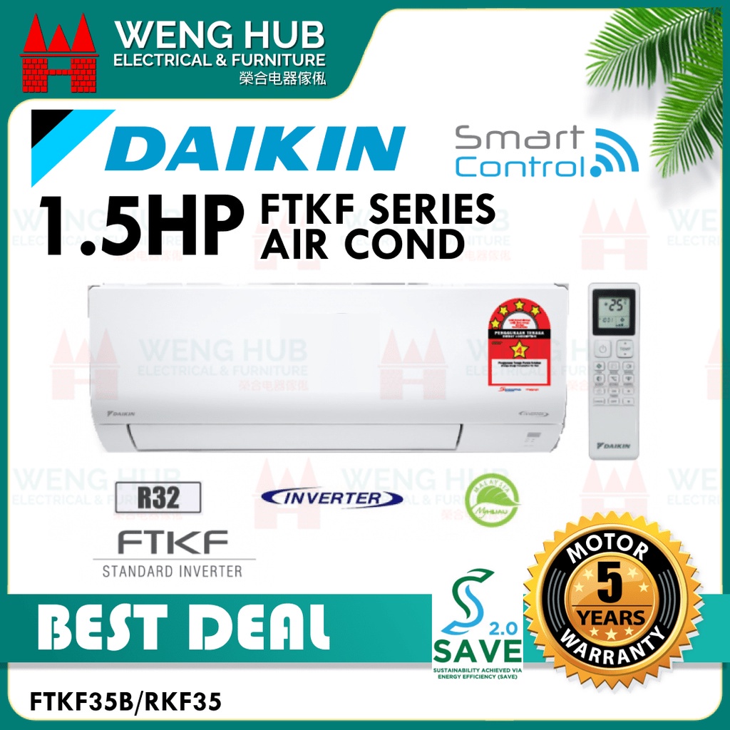 Daikin 1 5hp Wifi Inverter Aircond Ftkf35b Rkf35 Shopee Malaysia