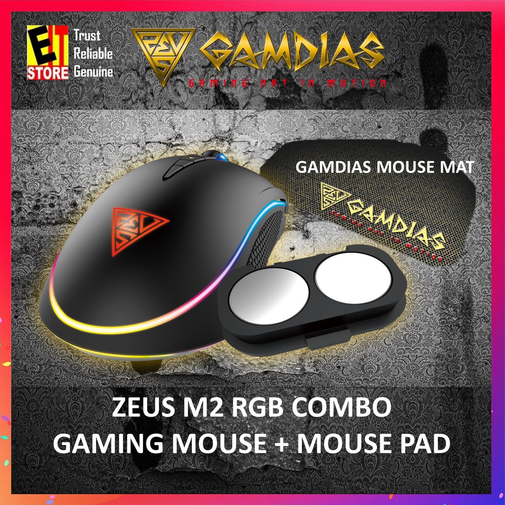 GAMDIAS ZEUS M2 RGB COMBO SET OPTICAL GAMING MOUSE & MOUSE PAD | Shopee ...