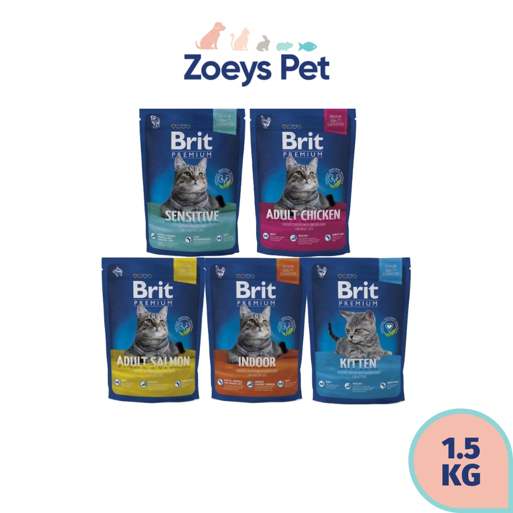 Brit Premium Cat 1.5KG Dry Cat Food (Chicken/ Indoor/ Salmon/ Lamb ...