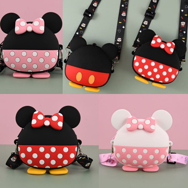 4 Jenis: Mickey Mouse Bag Or Minnie Mouse Bag (Crossbody bag) Beg kanak ...