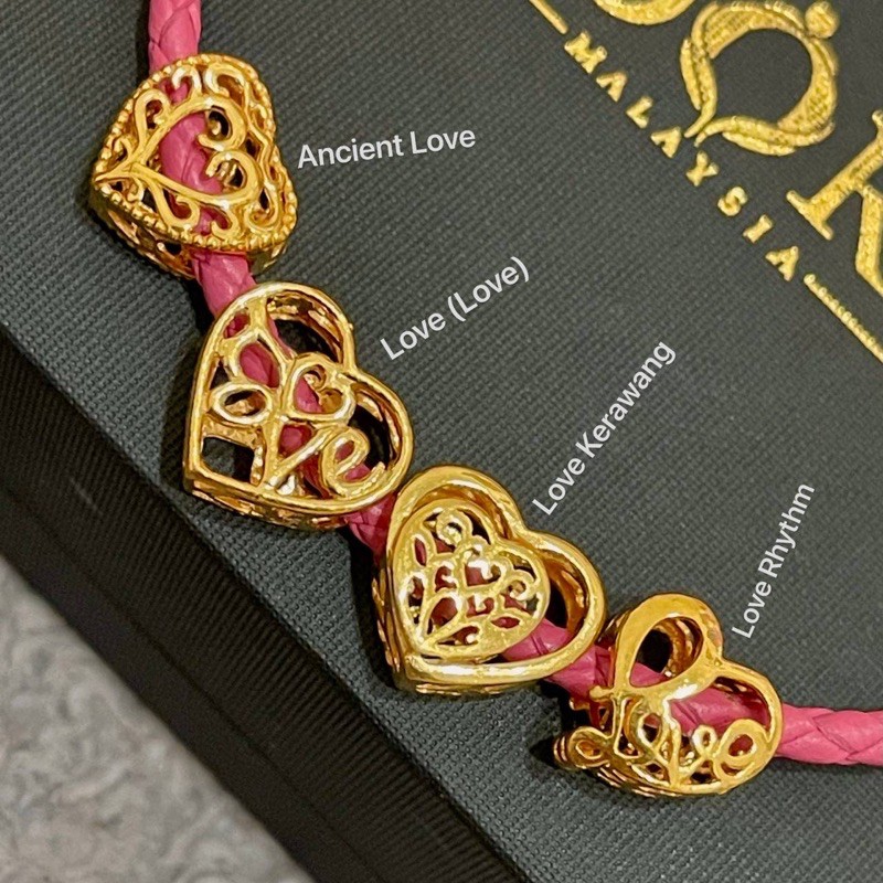 SALES‼️Charms Emas 916 Love Rhythm, Ancient Love, Love Kerawang Gdora ...