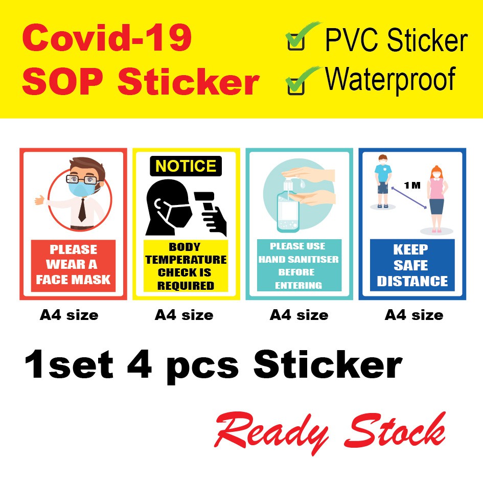Social Distance Sticker / SOP Sign Sticker | Shopee Malaysia