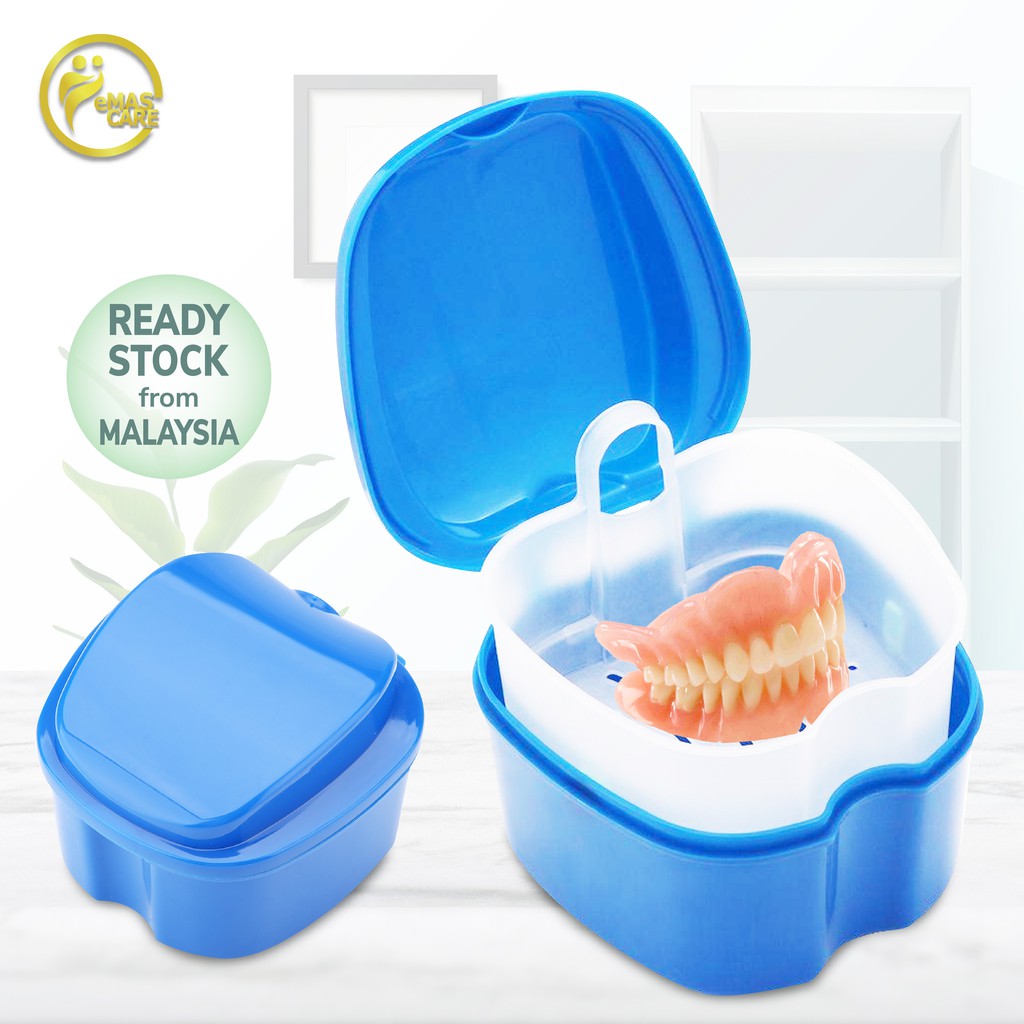 Portable Denture False Teeth Box Bath Appliance Storage Case Rinsing ...