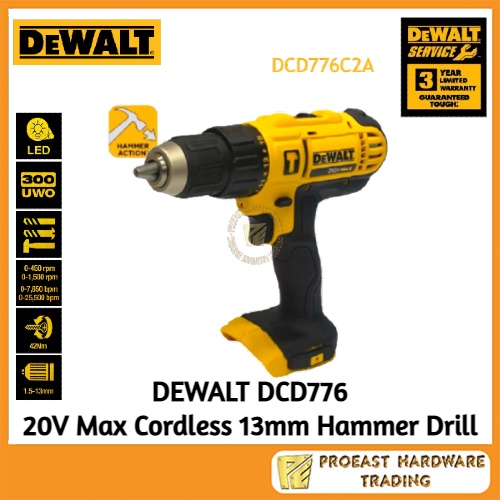 DEWALT [ DCD776 ] - 20V Max Cordless 13mm Hammer Drill [ BARE TOOL ] | Shopee Malaysia