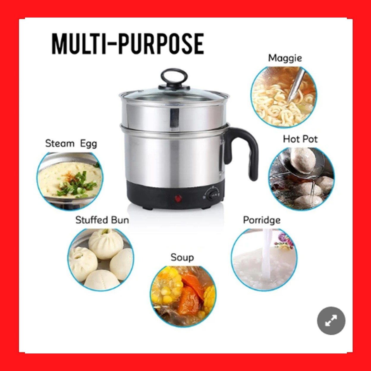1.8L Multi-function Stainless Steel 2 Layer Electric Slow Cooker Pot my ...
