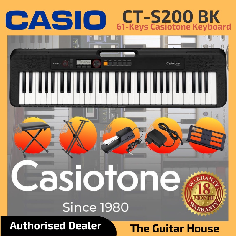 Casio CT-S200 61-Keys Casiotone Keyboard with free gifts -Black (CTS200 ...