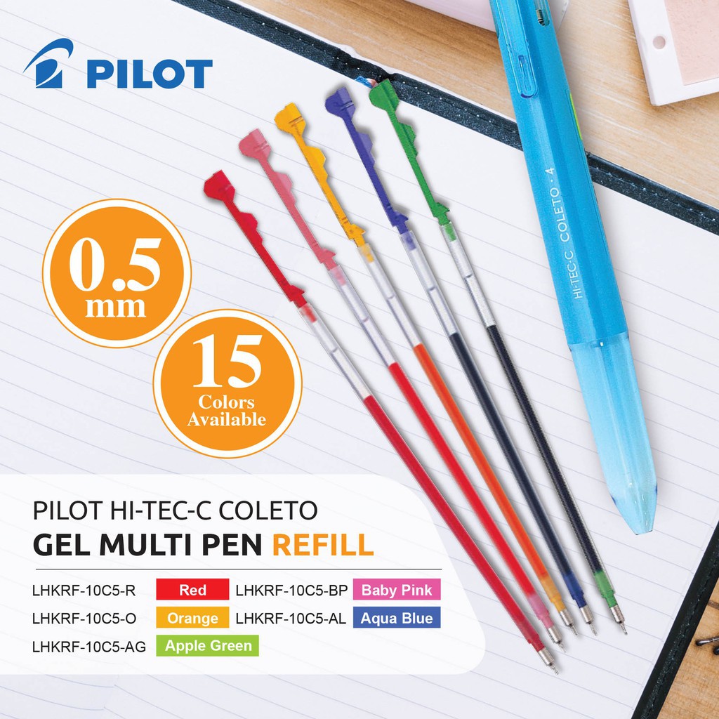 1+15 refills PILOT HI-TEC-C COLETO 4-COLOR PEN 0.5mm Other Collectible ...