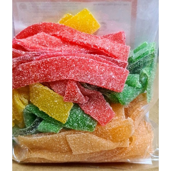 500g Jeli Asam Sour Jelly Sour Power Ribbon Belt Rainbow Soft Candy ...