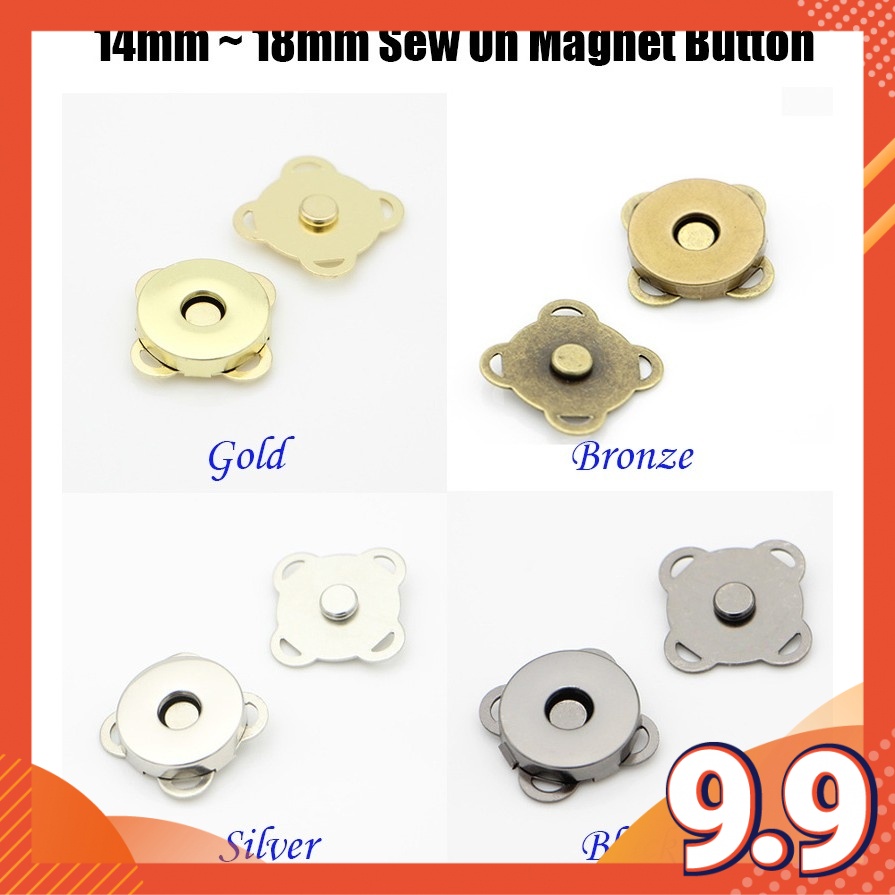 Sew On Magnet Button size 14mm ~ 18mm Butang Magnet Jenis Jahit for DIY ...