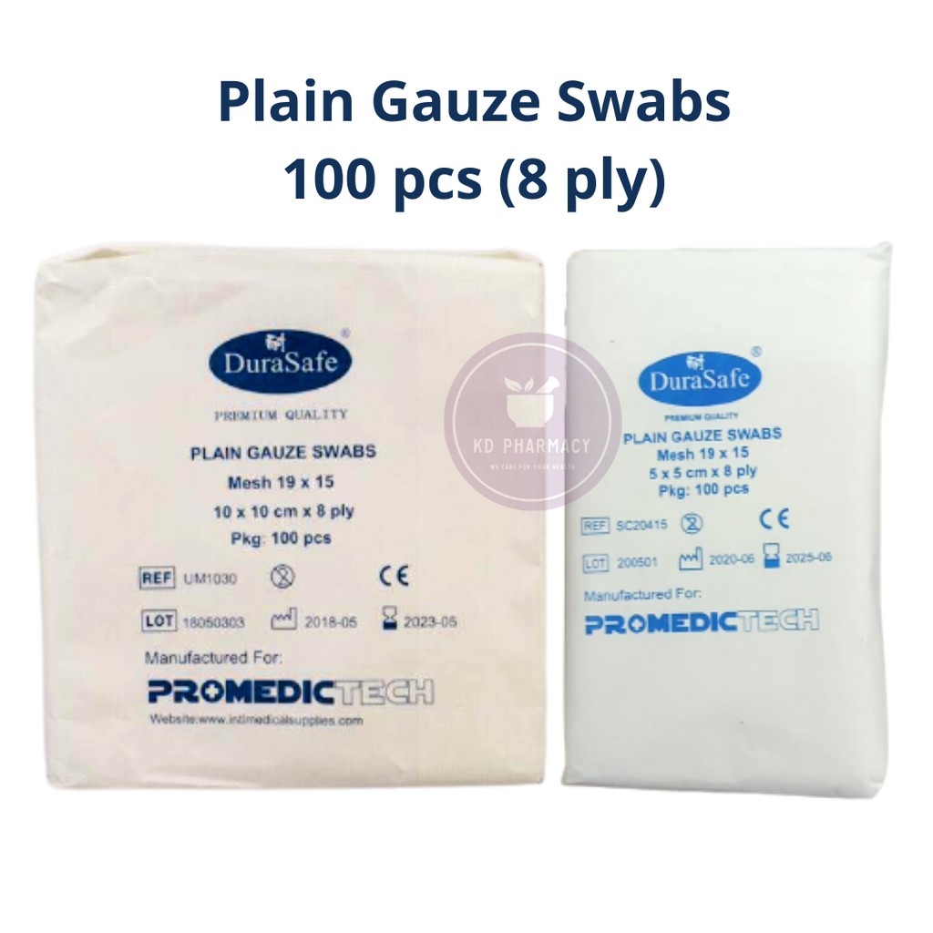 Durasafe Plain Gauze Swabs 8 ply 100pcs Premium Quality / kain tampal ...
