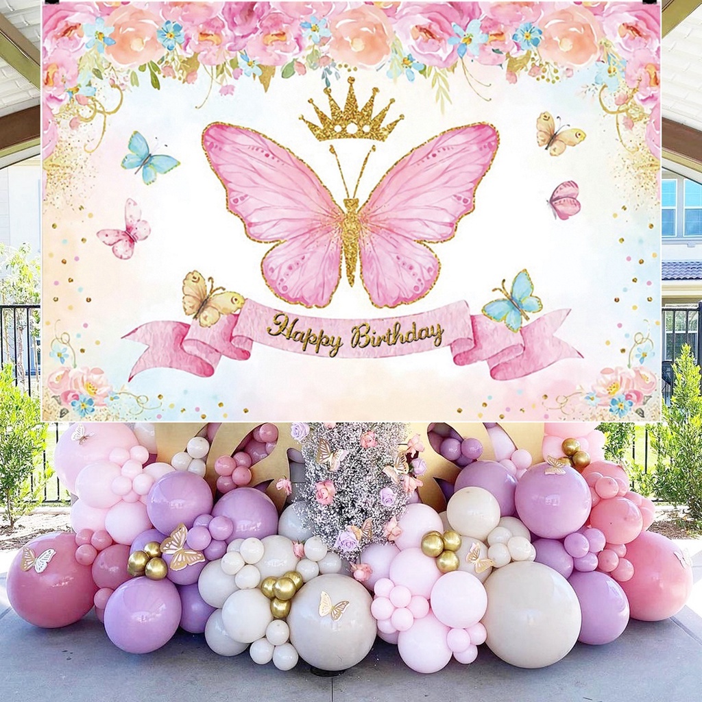 Huiran Purple Butterfly Theme Birthday Party Decorations Happy Birthday ...