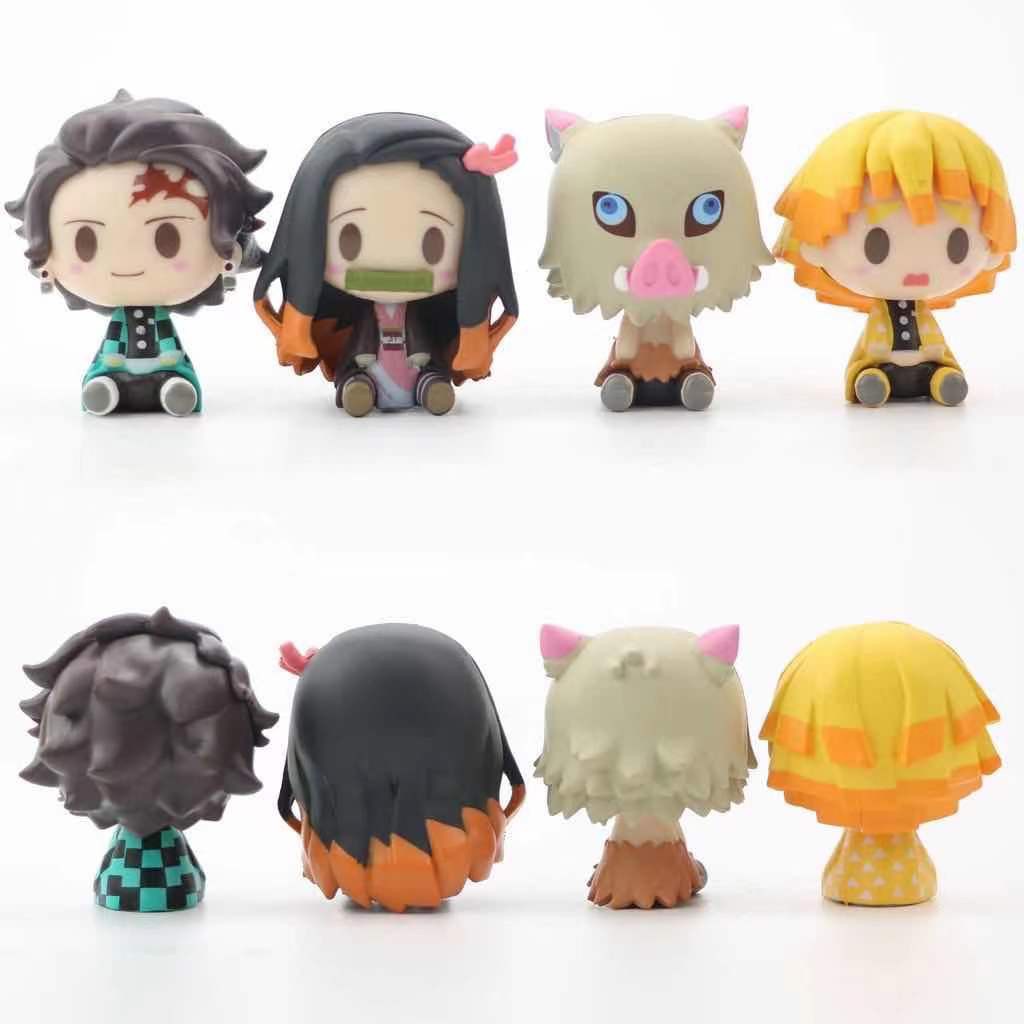 Cute Chibi Demon Slayer 4 pcs 5cm Nezuko Tanjiro Samurai Zenitsu ...