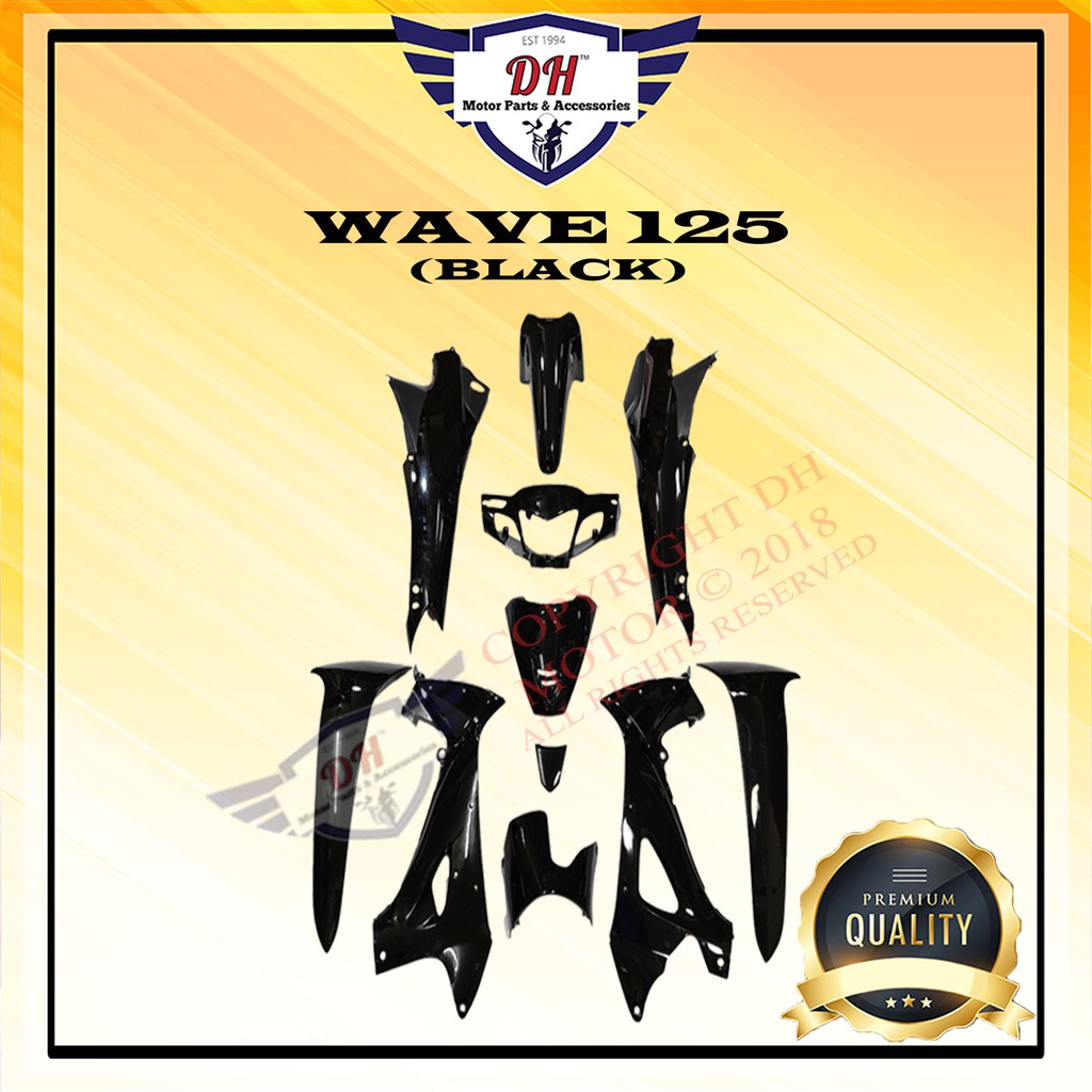 WAVE 125 COVER SET (BLACK) FULL SET HONDA | Shopee Malaysia