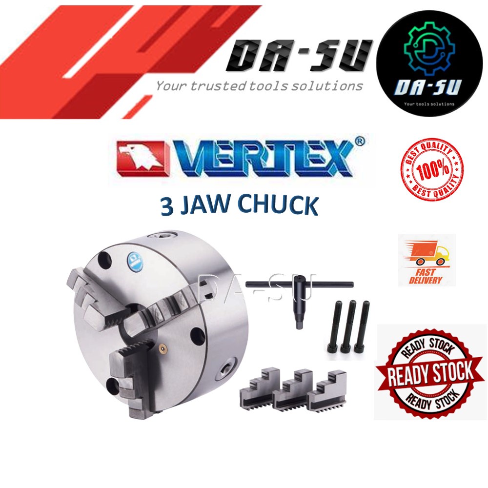 [ORIGINAL] VERTEX 3 JAW SELF CENTERING CHUCK TAIWAN PLAIN BACK | Shopee ...