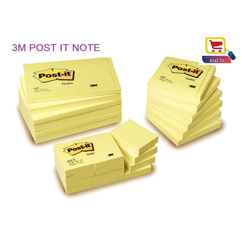 3M Post It Notes pad - 1.5" x 2" (2 x 3) (3 x 3) (3 x 5) (YELLOW ...