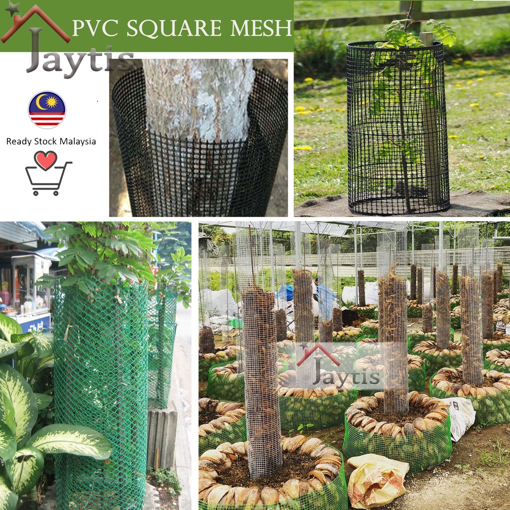 24 Meter/15mm BLACK/GREEN PVC SQUARE MESH NETTING Tree Guards Pets PVD ...