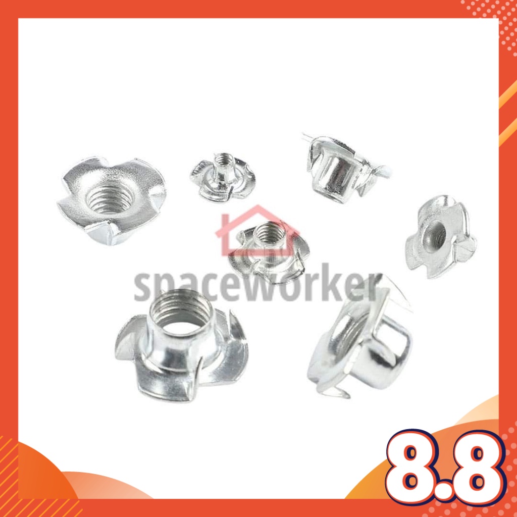 M4 M5 M6 M8 M10 M12 TEE NUT FURNITURE FOUR-PRONGED T-NUT WOOD SCREW JAW DIY TEENUT | Shopee Malaysia