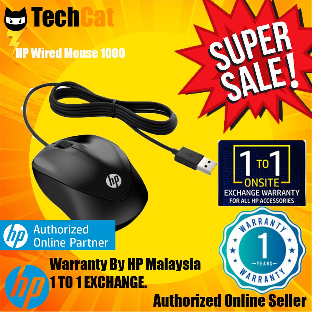 HP Wired Mouse 1000 (4QM14AA) | Shopee Malaysia