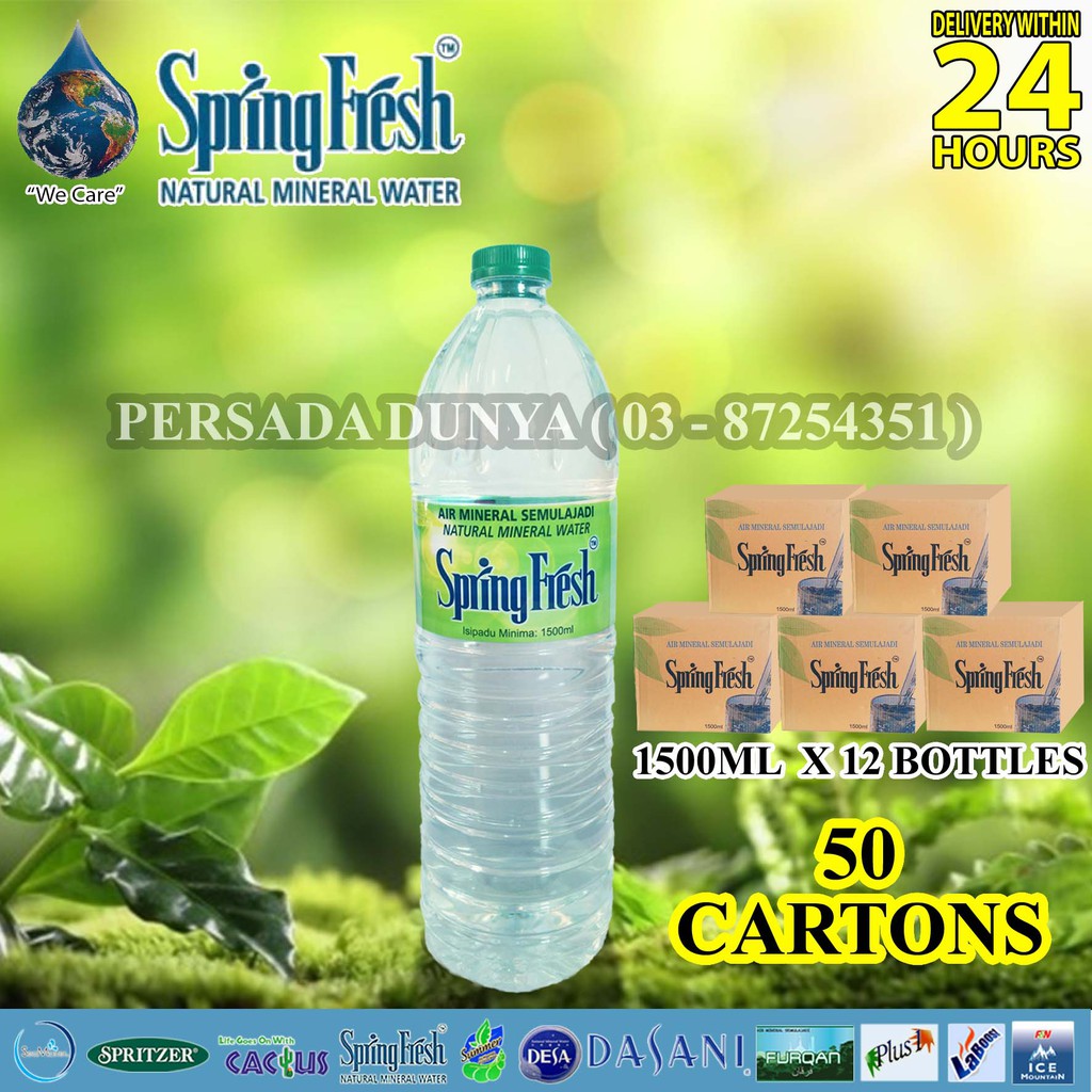 Spring Fresh Mineral Water (1500ml x 12 Bottles x 50 Cartons) | Shopee ...