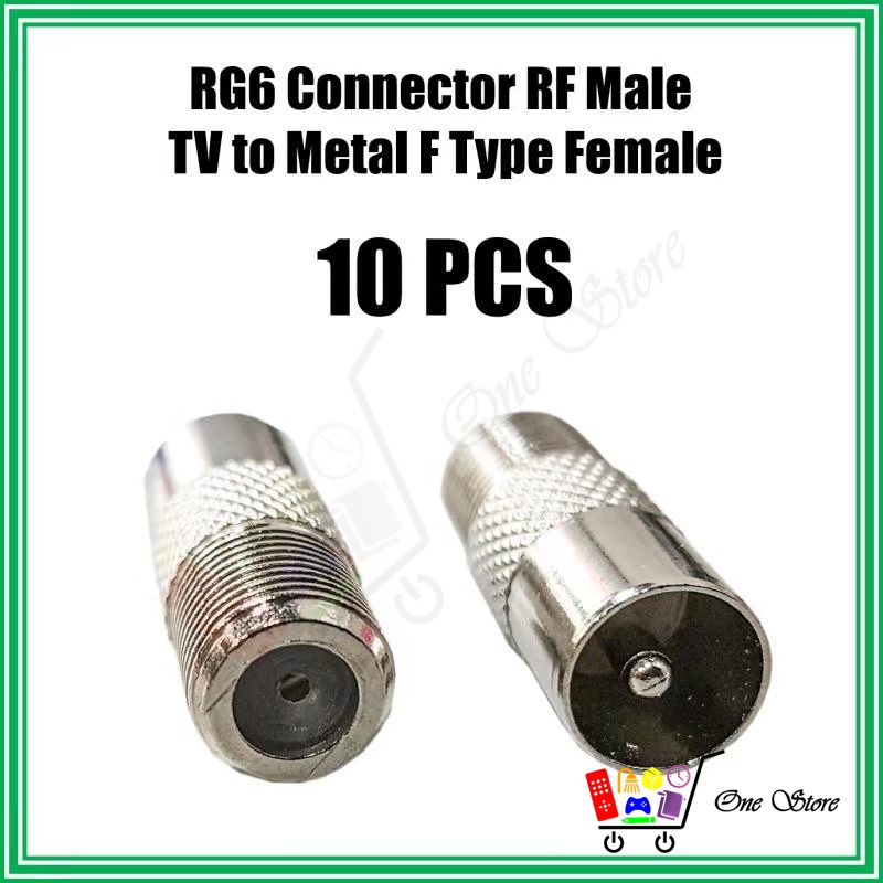 10PCS High Quality RG6 Connector RF Male TV to Metal F Type Female RG6 ...
