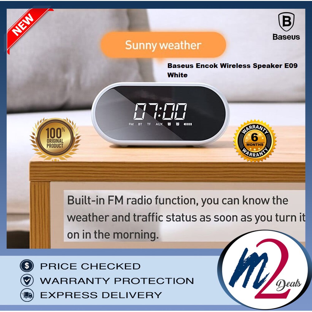 4 in 1 BASEUS Encok E09 Heavy Bass Stereo Alarm Clock Bluetooth Multi ...