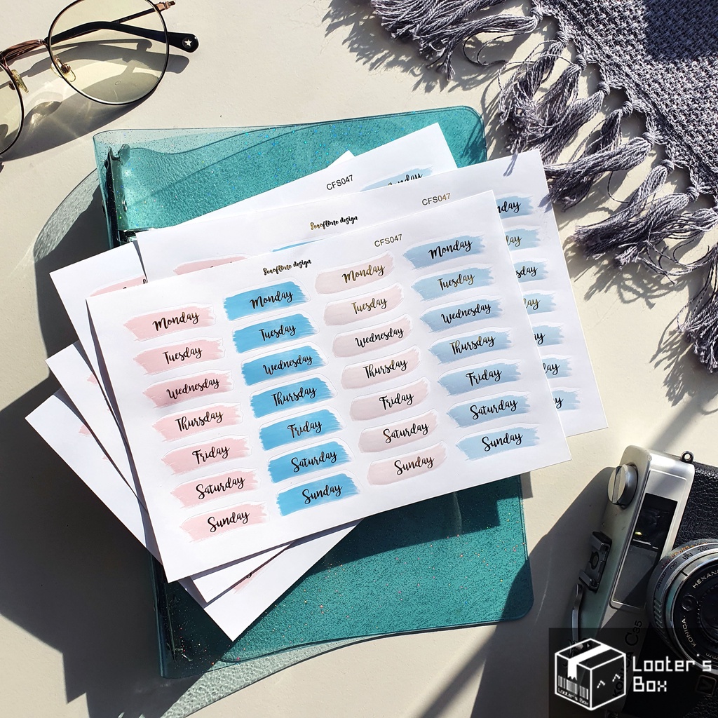 1 Sheet Weekly Days Gold Foil Sticker for Journal Planner Decoration ...