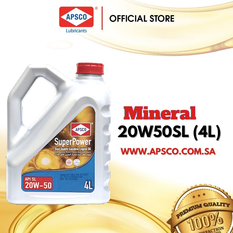 Apsco/Mobil Equ. Premium Mineral Engine Oil - Imported (4 L) 20W50SL Minyak Hitam Enjin Perodua ...