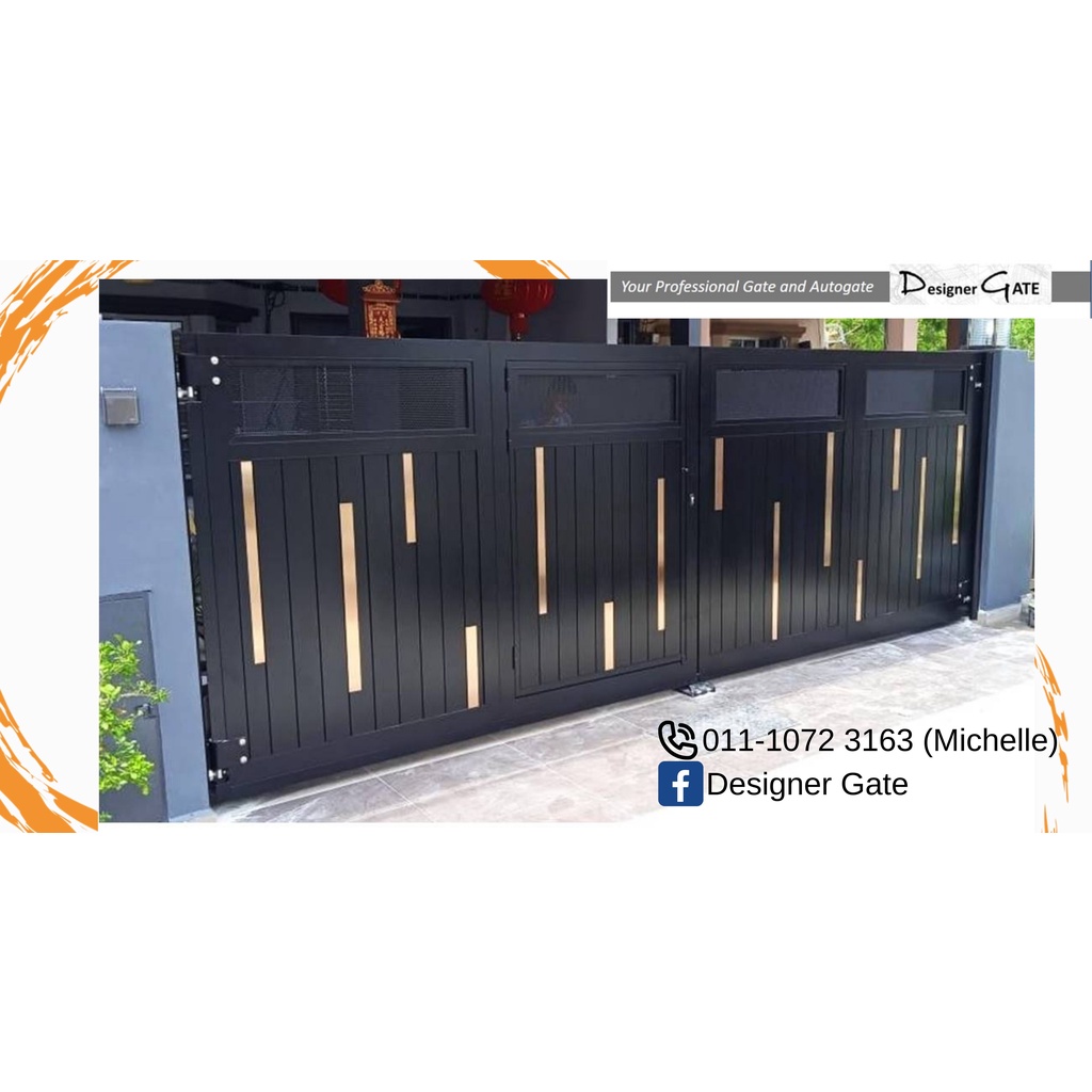 100 Fully Aluminum Trackless Gate Modern Design | Shopee Malaysia