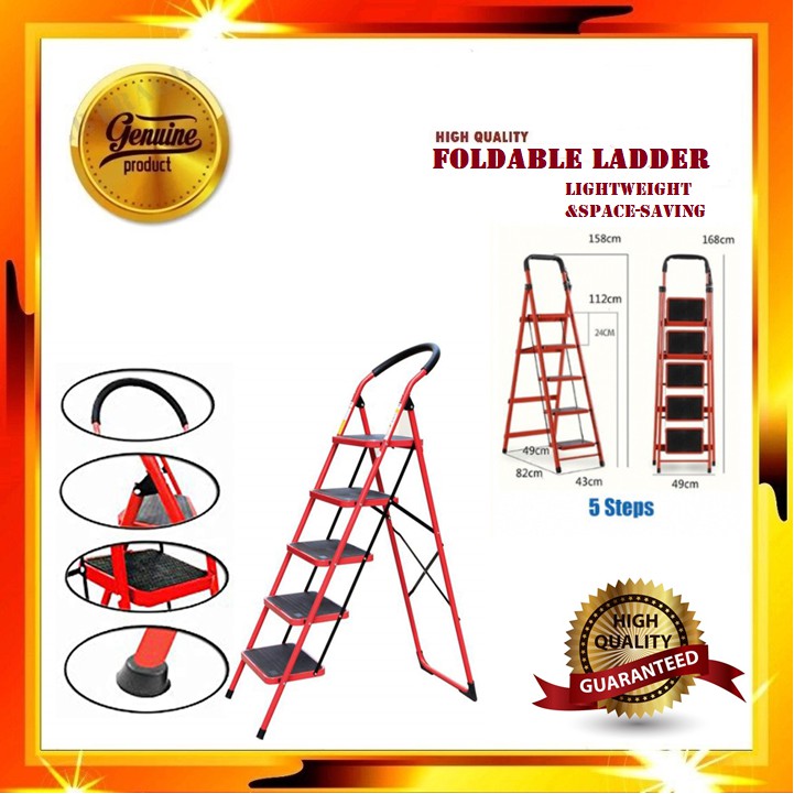 5 STEP / 6 STEP Heavy Duty Foldable Ladder Tangga Lipat Lightweight ...