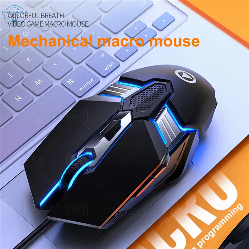 DG Gaming Mouse Wired Mute Mouse Gamer Mice Luminous USB Computer Mouse ...