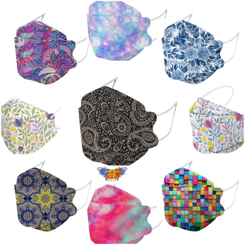 10pcs KF94 Woman Bunga Butterfly Corak Batik Paisley Abstract Flower ...