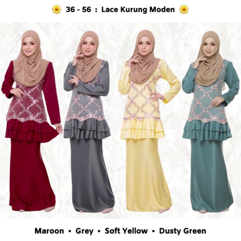 Lace Kurung Moden Ruffle Kurung Muslimah Plus Size Wear Baju Nikah ...