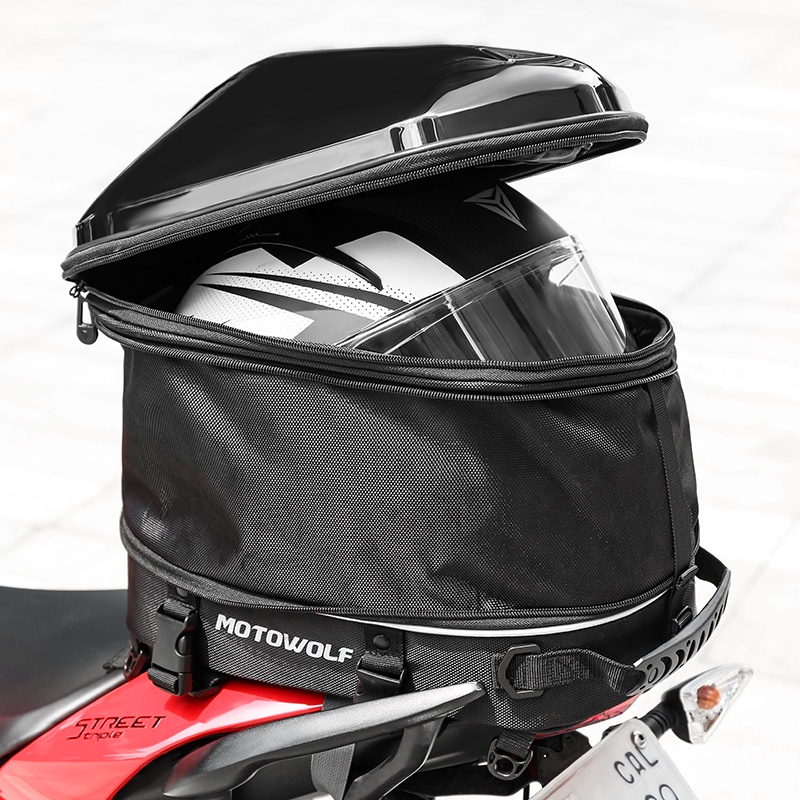 MOTOWOLF Motorcycle Tail Bag Rear Seat Bag Hard Shell Helmet Backpack ...