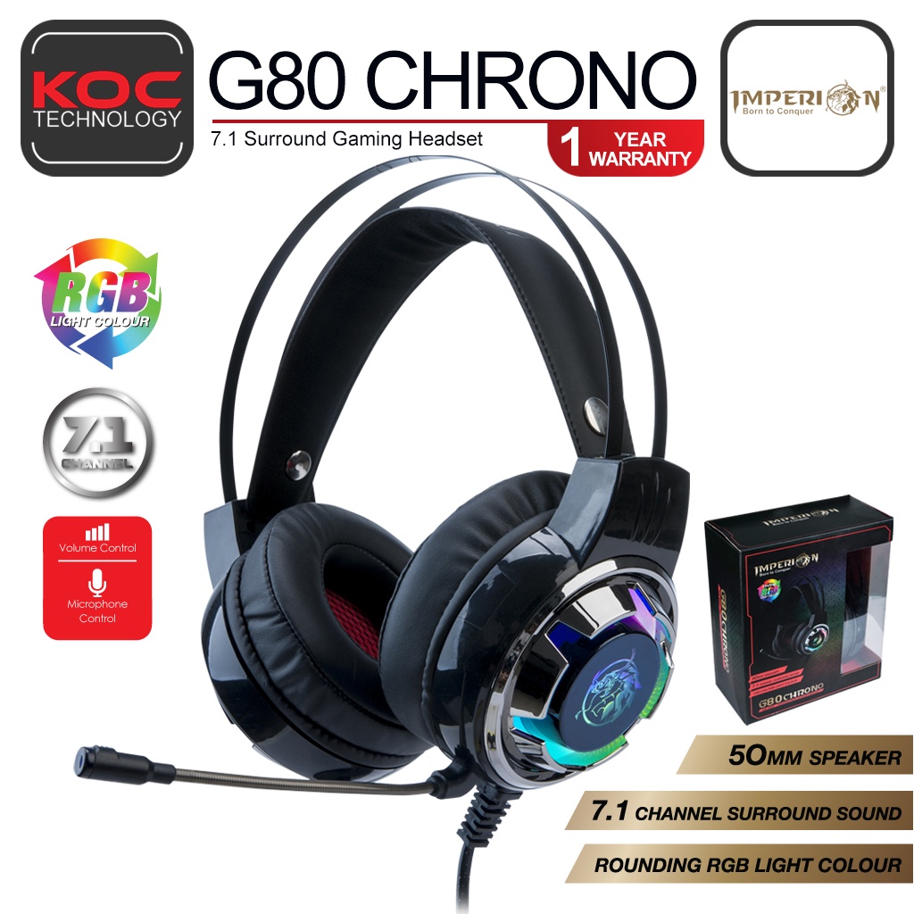 IMPERION G80 CHRONO 7.1 CHANNEL GAMING HEADSET WITH MICROPHONE 2 METER CABLE (G80) | Shopee Malaysia